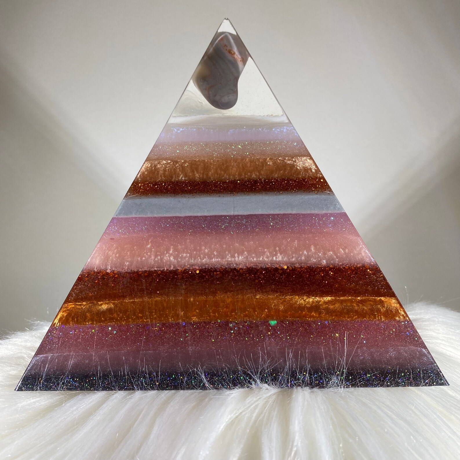 Pink Botswana Agate Stone Pyramid Home Decor Resin Pyramid | Etsy