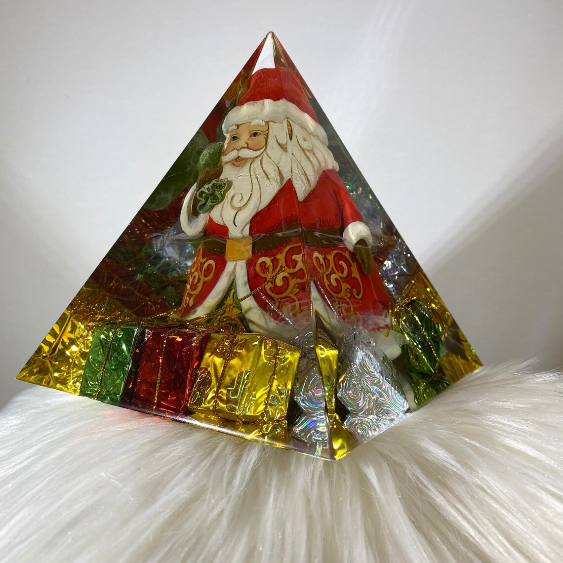 Santa Pyramid Christmas Decorations Resin Pyramid - Etsy