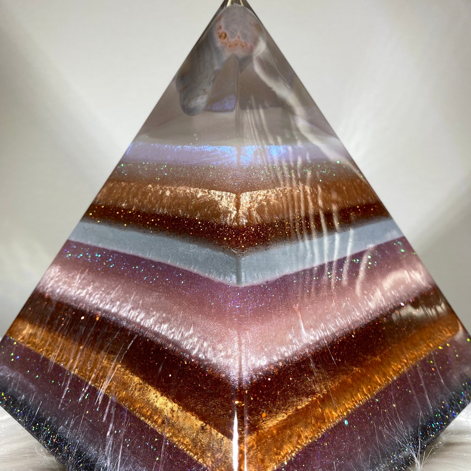 Pink Botswana Agate Stone Pyramid Home Decor Resin Pyramid | Etsy