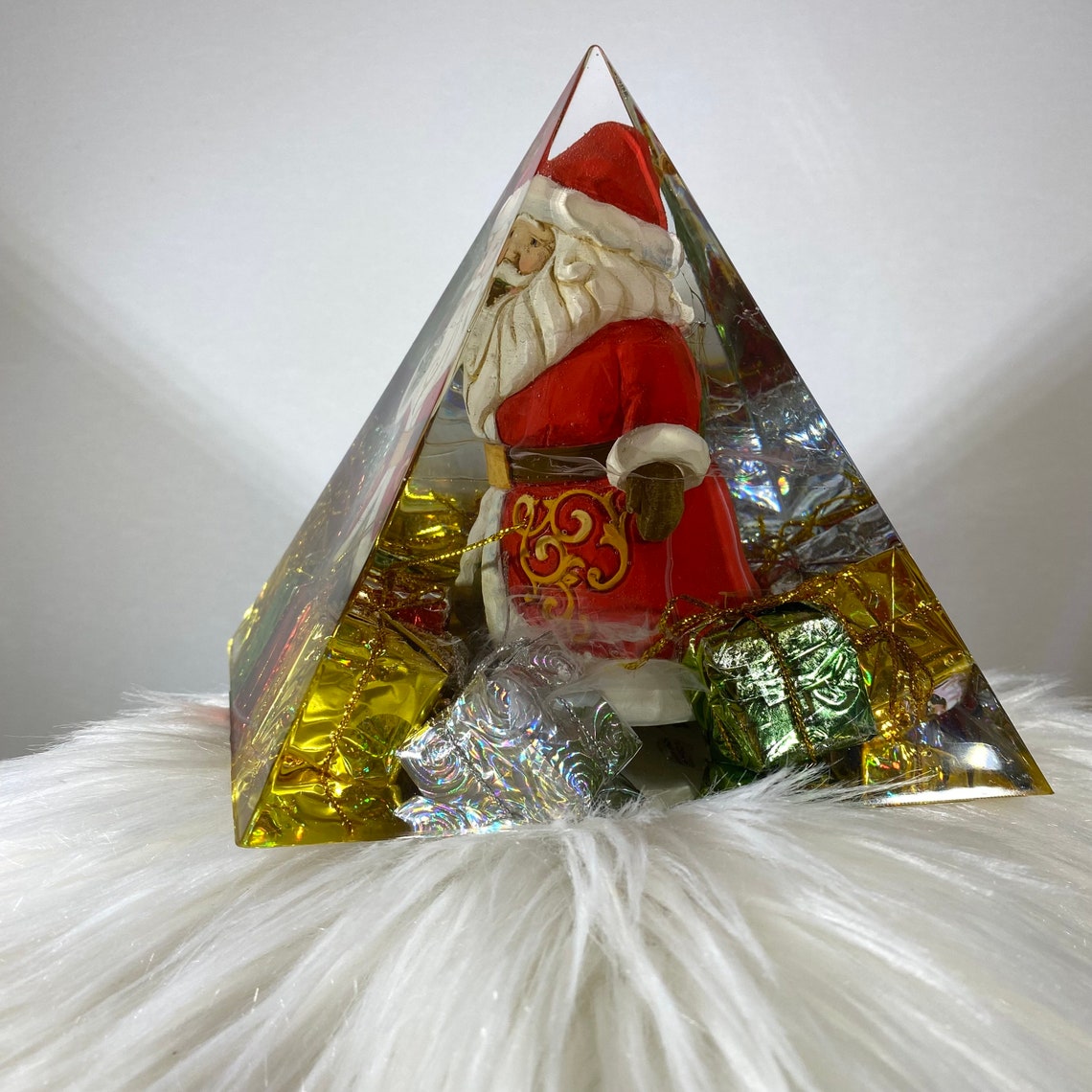 Santa Pyramid Christmas Decorations Resin Pyramid - Etsy