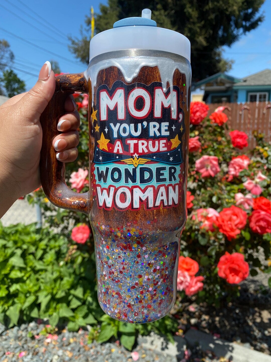 Mom You’re A True Wonder Woman 30oz Tumbler With Handle - Etsy