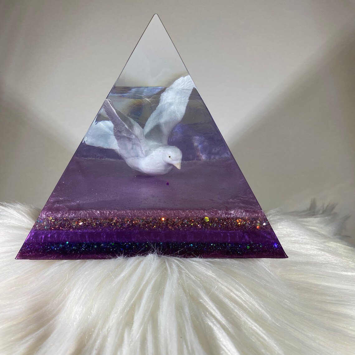 Purple Dove Pyramid Resin Pyramid Home Decor | Etsy