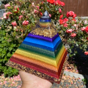 Seven Chakra Sphere Pyramid, Home Decor, Centerpiece, Crystal Art - Etsy