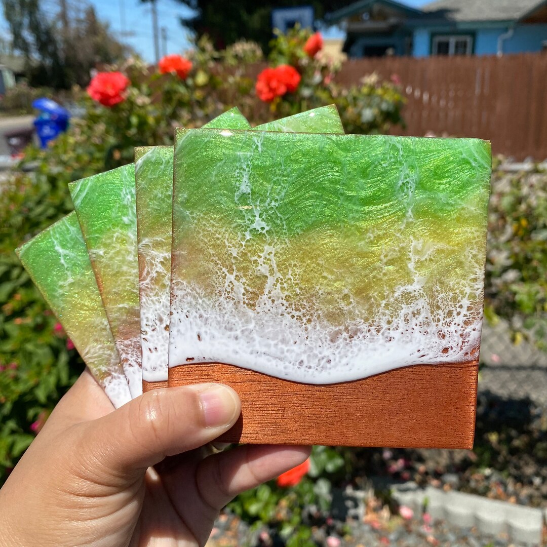 Set of 4 Lemon Lime Square Wooden Coasters - Etsy