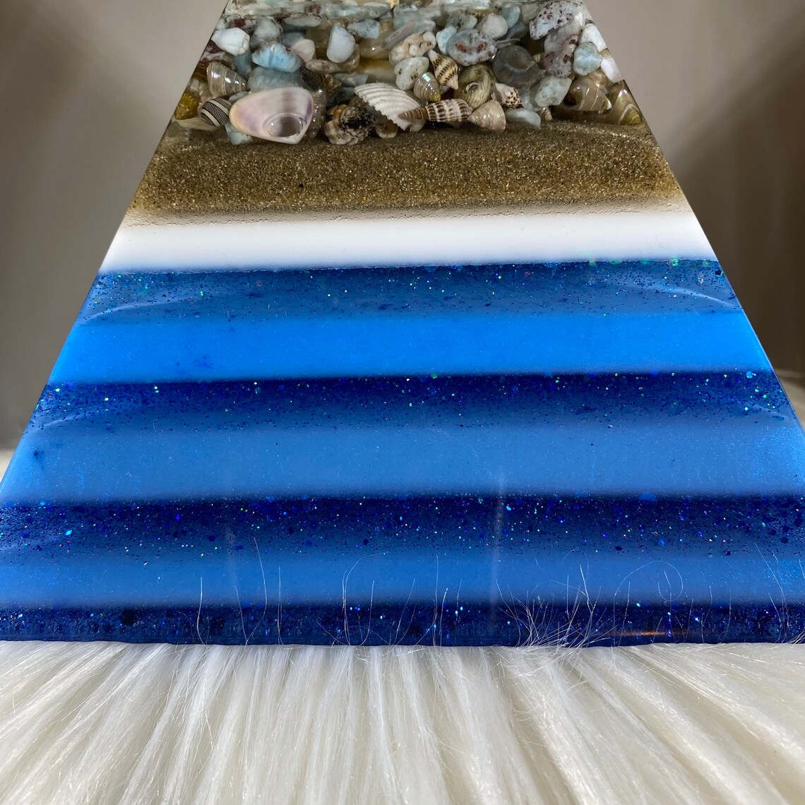 Larimar Mermaid Stone Beach Pyramid With Seashells and Sand - Etsy
