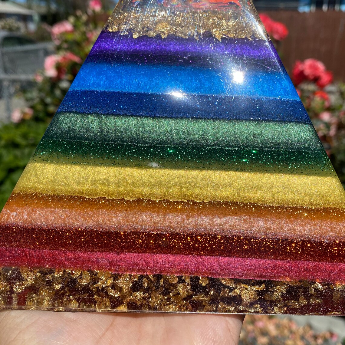 Seven Chakra Sphere Pyramid, Home Decor, Centerpiece, Crystal Art - Etsy