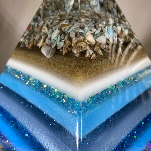 Larimar Whale Stone Beach Pyramid With Seashells and Sand, Home Decor ...