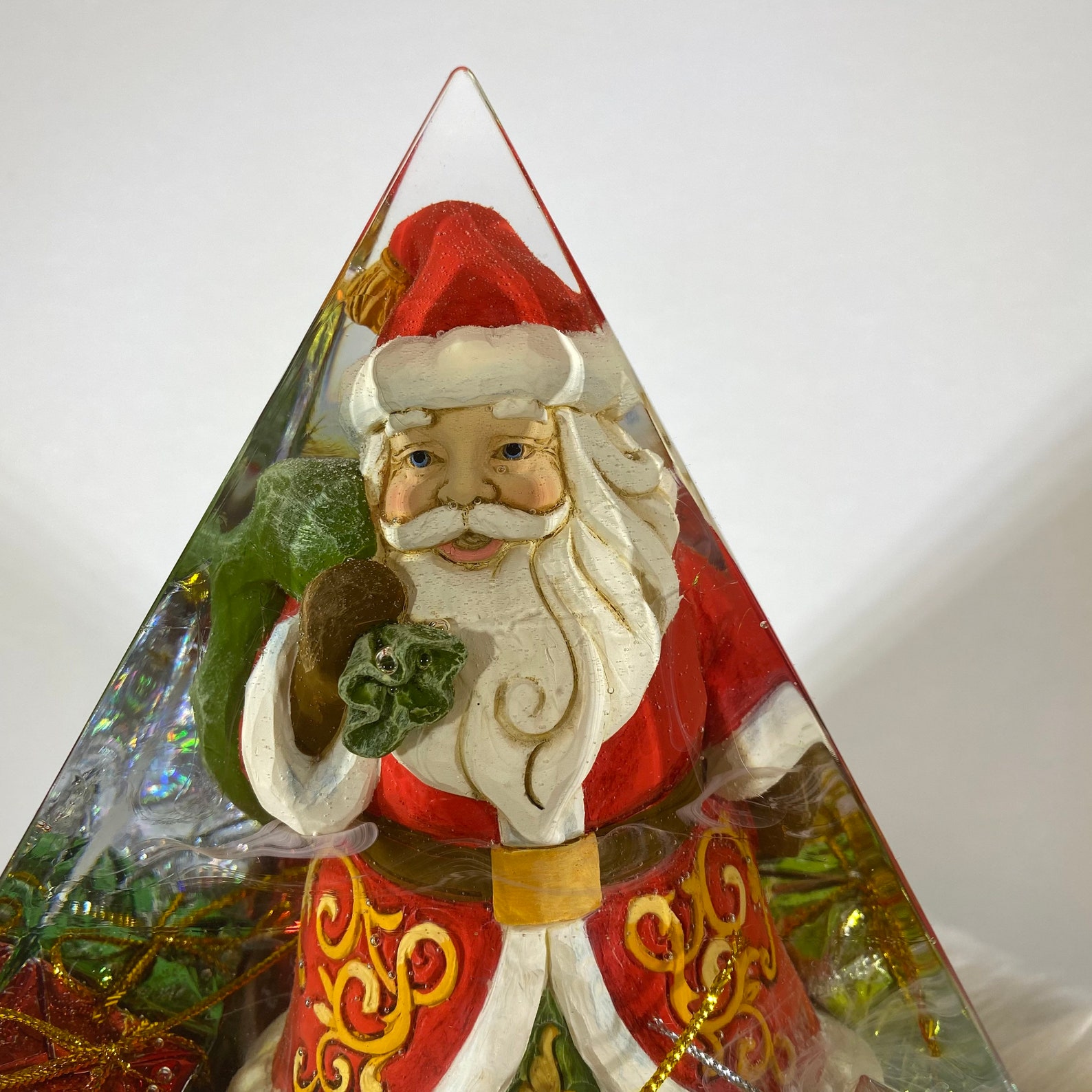 Santa Pyramid Christmas Decorations Resin Pyramid - Etsy