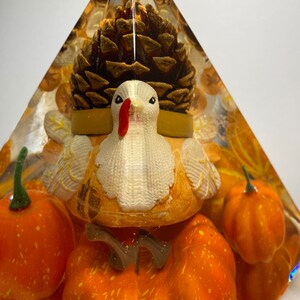 Thanksgiving Turkey Pyramid With Pumpkins and Pine Cones, Home Decor ...