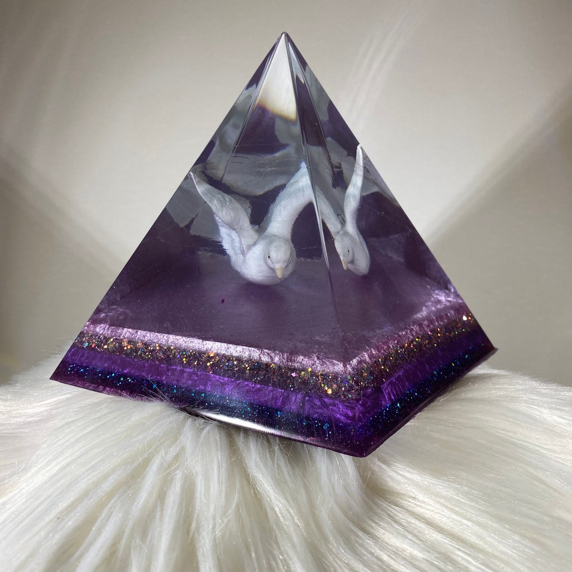 Purple Dove Pyramid Resin Pyramid Home Decor | Etsy