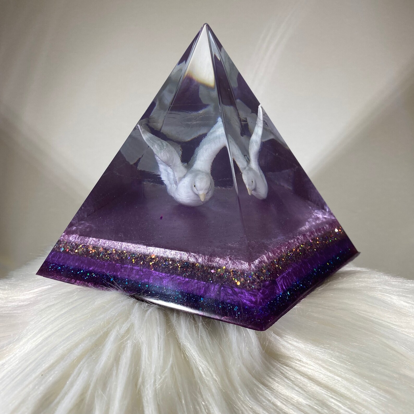 Purple Dove Pyramid Resin Pyramid Home Decor - Etsy