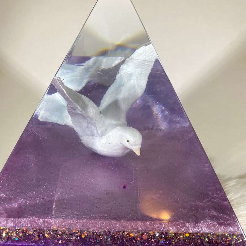 Purple Dove Pyramid Resin Pyramid Home Decor | Etsy