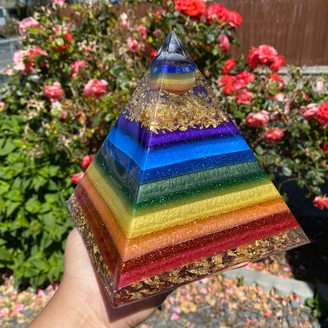 Seven Chakra Sphere Pyramid, Home Decor, Centerpiece, Crystal Art - Etsy