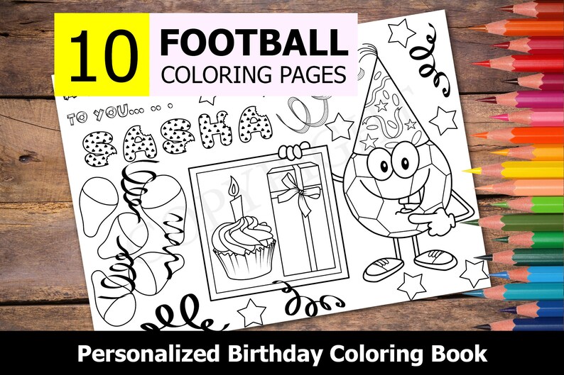 10 Personalized Football Themed Coloring Book for Birthday - Etsy