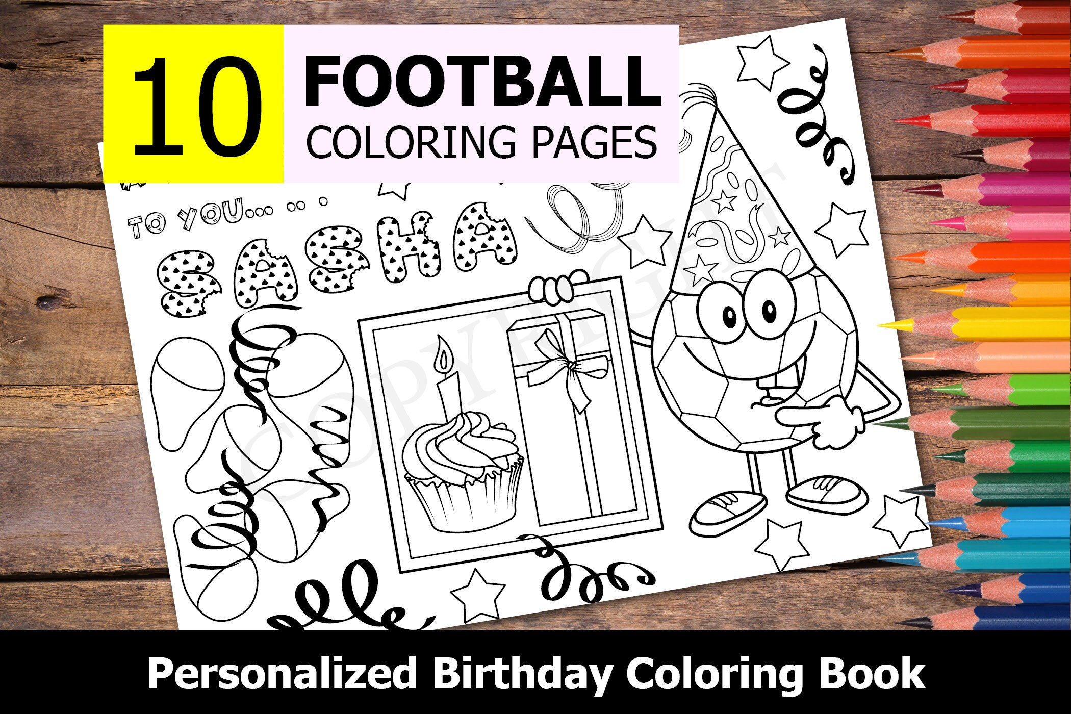 10 Personalized Football Themed Coloring Book for Birthday - Etsy