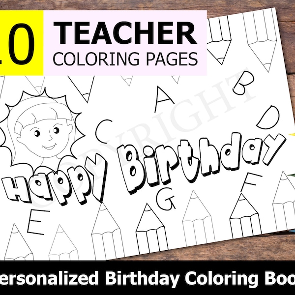 Happy Birthday Teacher Coloring Pages - Etsy