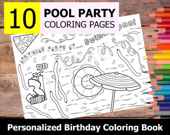 Pool Party Coloring Book - Etsy