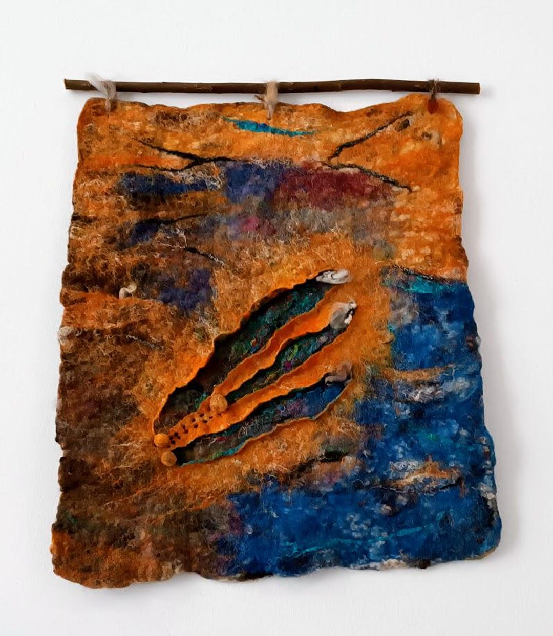 Abstract Wet Felted Original Wool Panel for Wall Excellent Gift for ...