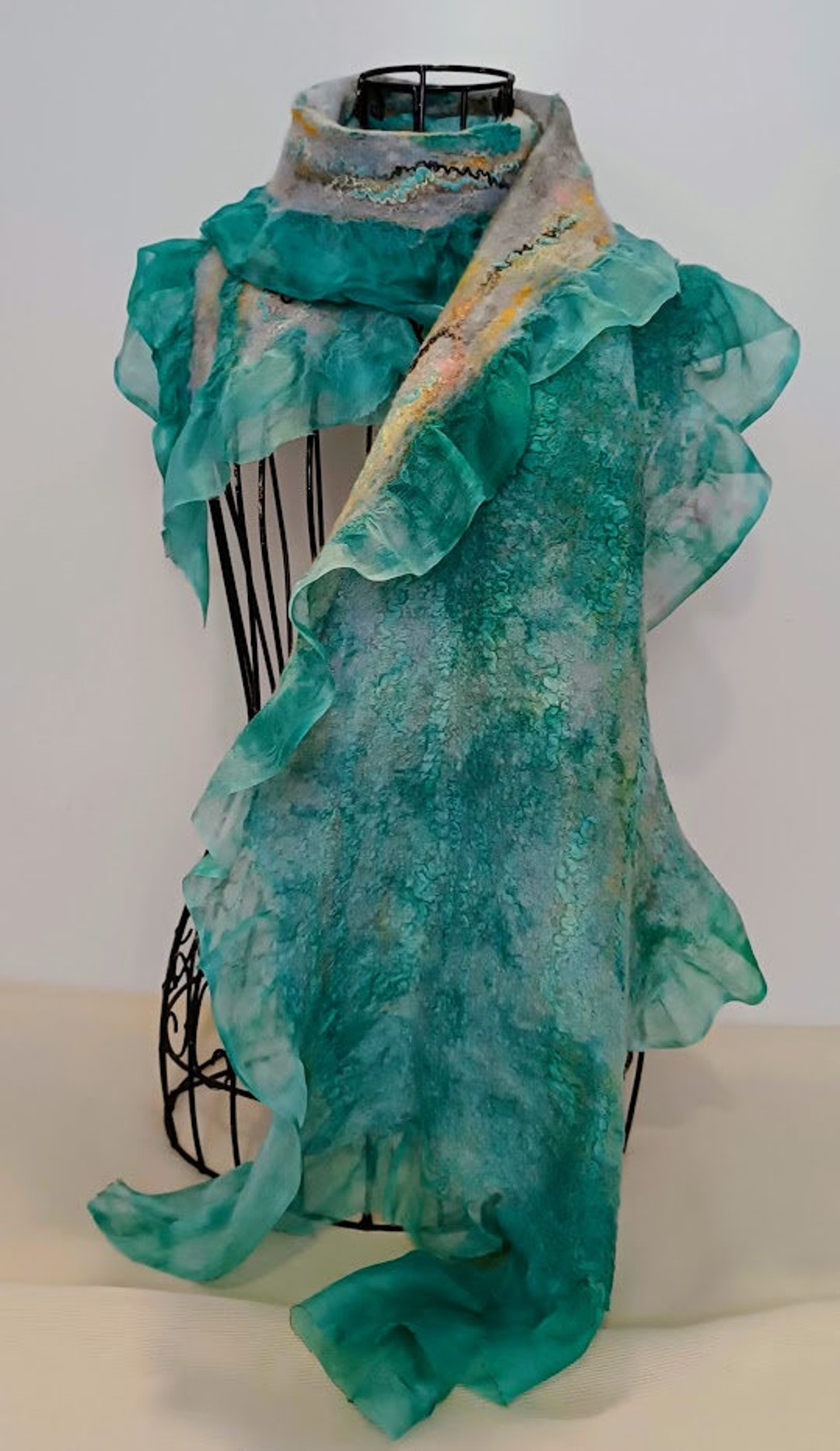 Handmade Felt Scarf Free Shipping Large Silk Scarf Felted Shawl Felted ...