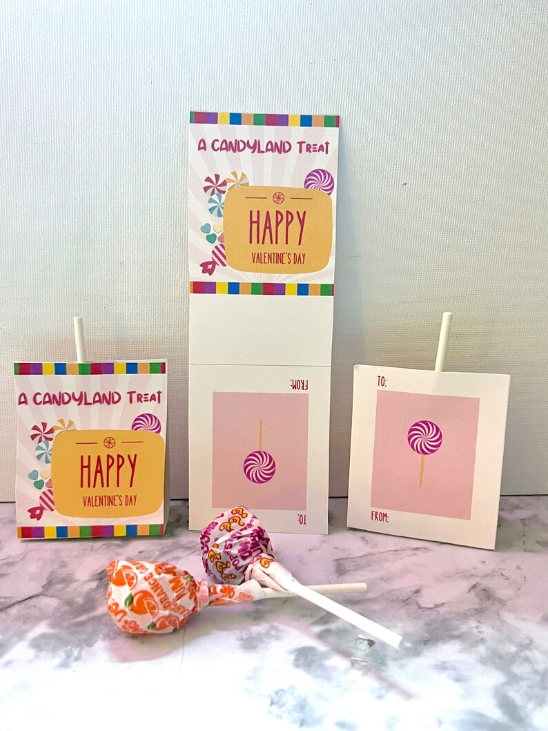 Printable Candyland Valentine Lollipop Holder: Class Party Favors ...