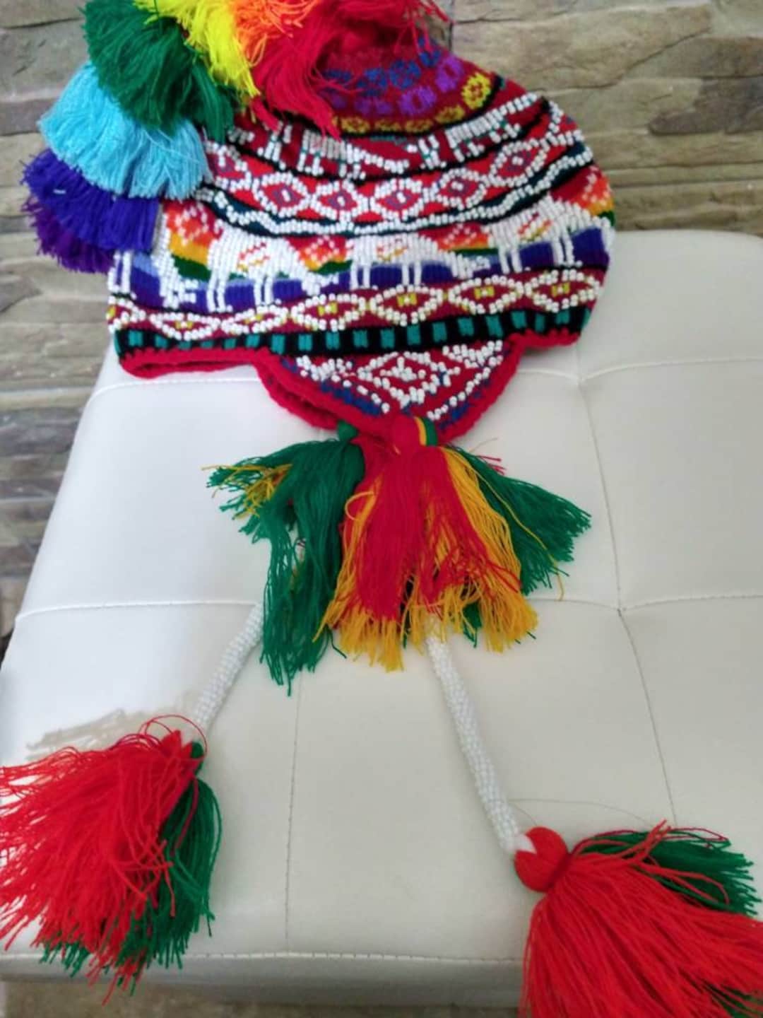 Peruvian Hat, Peruvian Hat Knitted by Hand, Knit Chullo, Pom Pom Hat ...