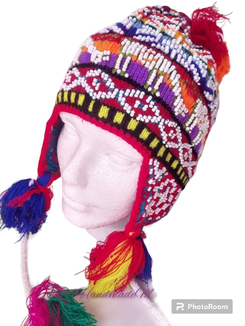 Gorro peruano, Gorro peruano tejido a mano, Chullo de punto, Gorro con ...