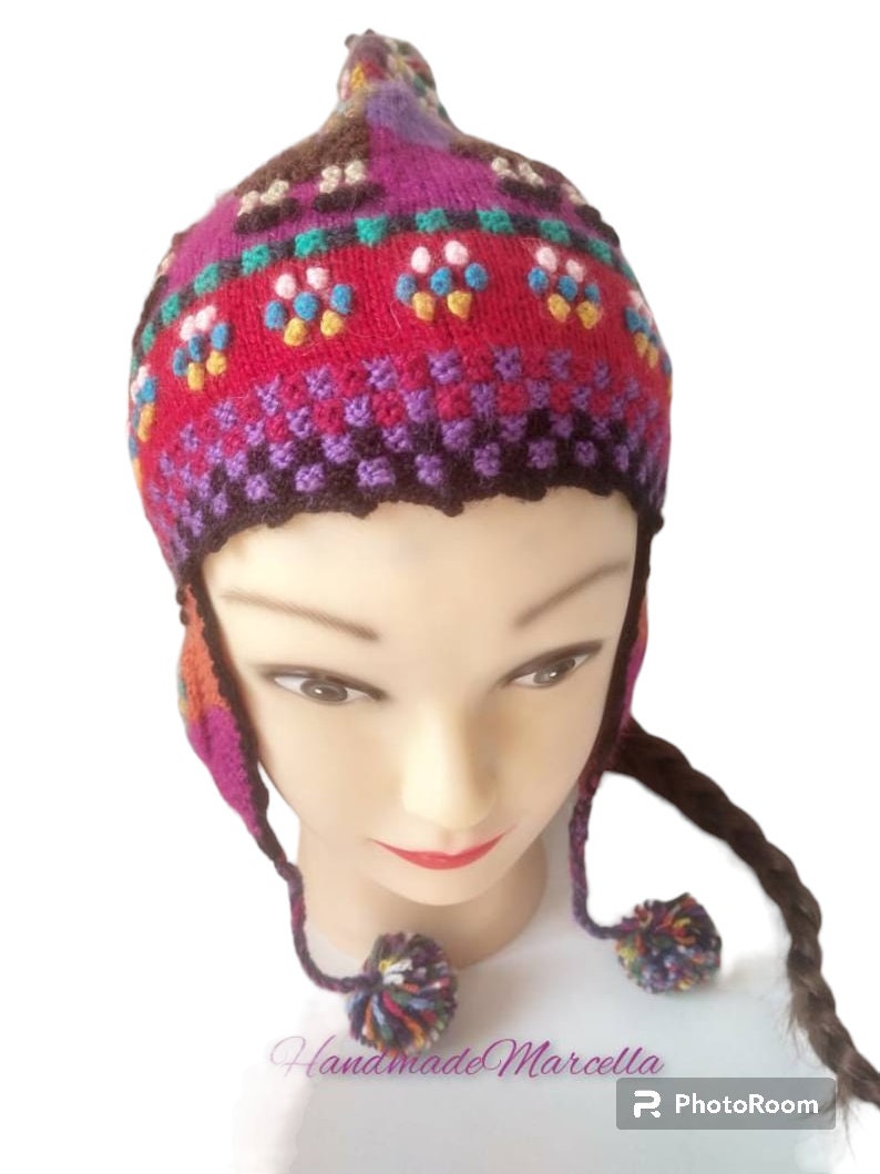 Alpaca Wool Winter Hat, Peruvian Chullo, Peruvian Wool Hat, Andean Hat ...