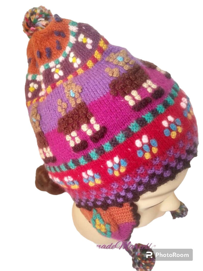 Alpaca Wool Winter Hat, Peruvian Chullo, Peruvian Wool Hat, Andean Hat ...