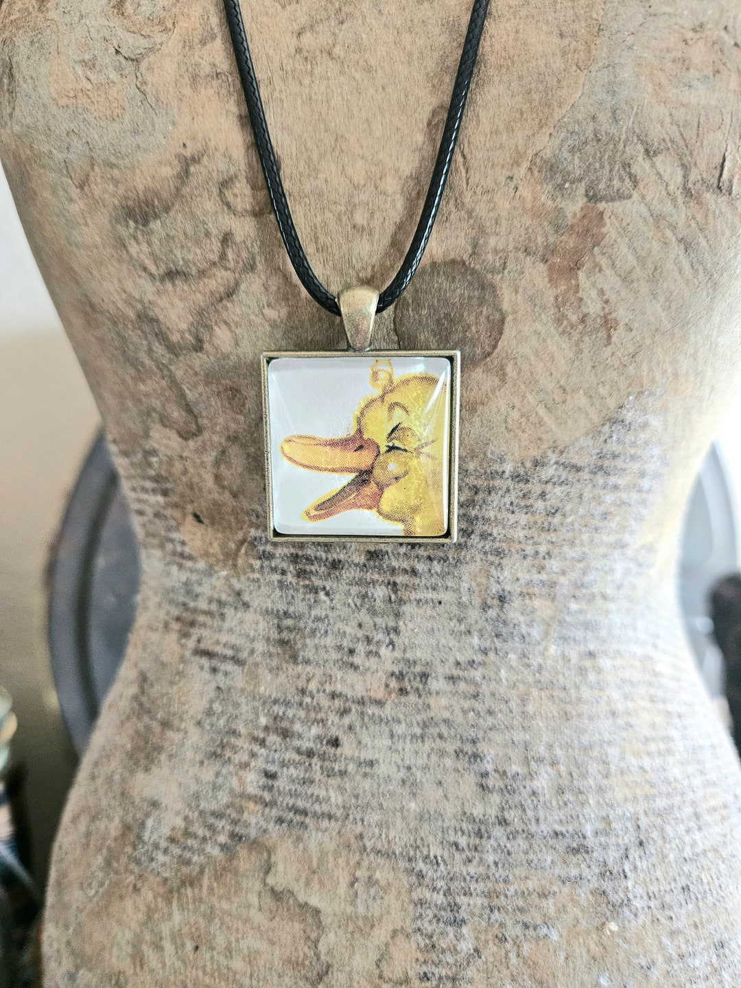 Vintage Duck Necklace 1960s Children's Book Page Illustration in Brass ...