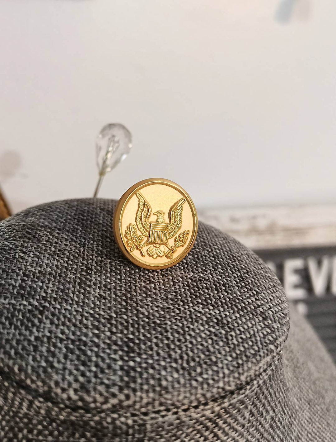 Military Eagle Emblem Tie Tack New Old Stock Gold Tone Army - Etsy