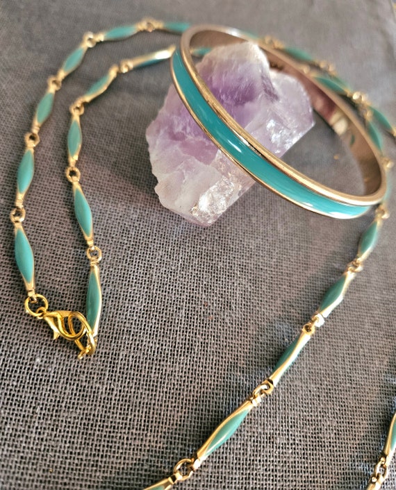 Vintage retro teal enamel - Gem