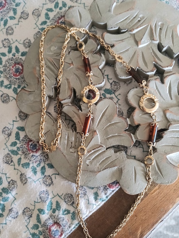 1960s classic Sarah Coventry necklace gold tone & luc… - Gem
