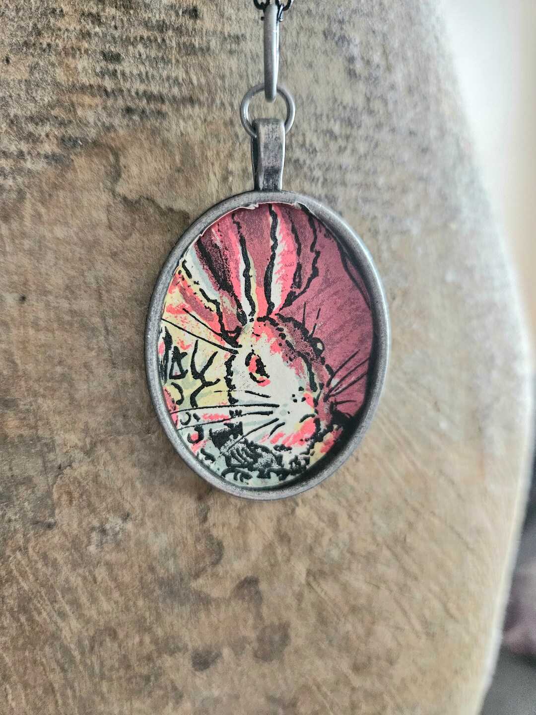 Vintage Bunny Velveteen Rabbit Oval Necklace Upcycled Childrens Book ...