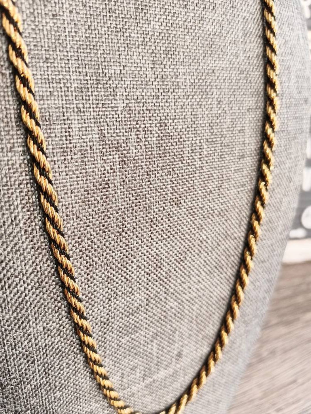 1980s Retro Twisty Rope Chain Gold & Black Nice! 23" Long Vintage ...