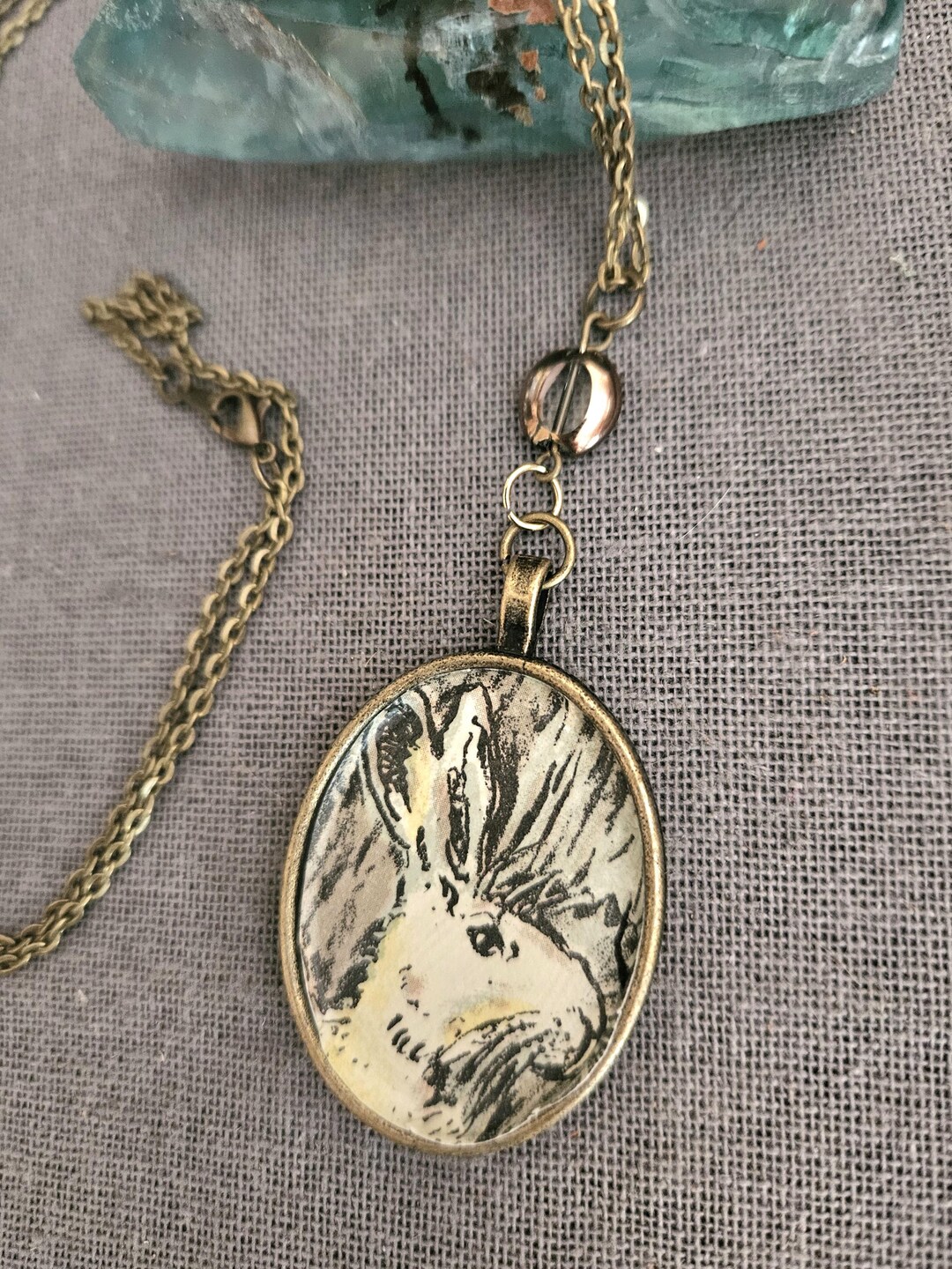 Vintage Bunny Velveteen Rabbit Oval Necklace Upcycled Childrens Book ...