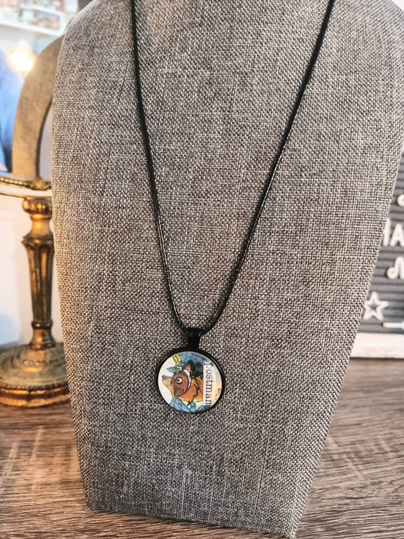 Vintage Richard Scarry Raccoon Postman Necklace Childrens Book Page ...