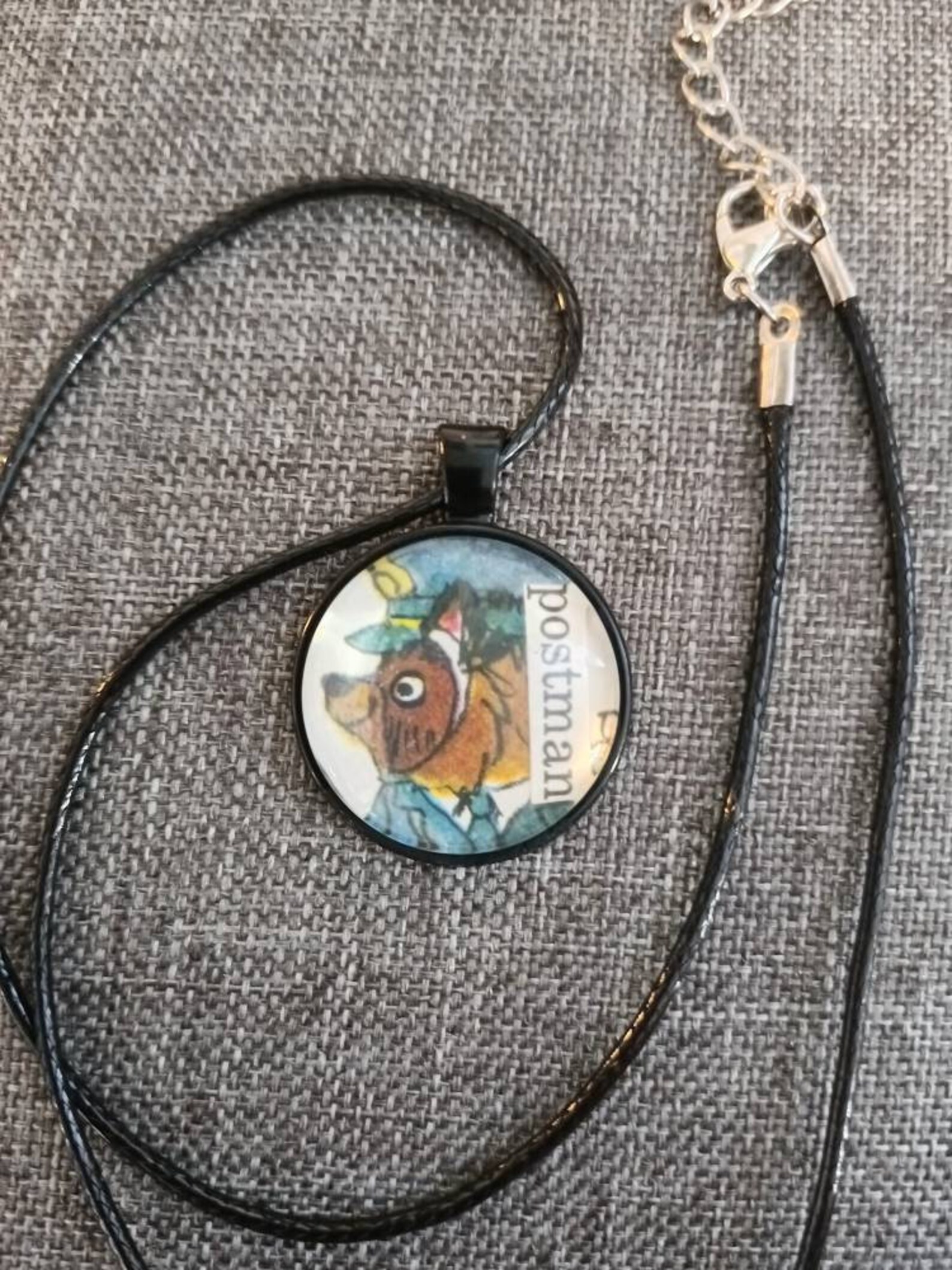 Vintage Richard Scarry Raccoon Postman Necklace Childrens Book Page ...