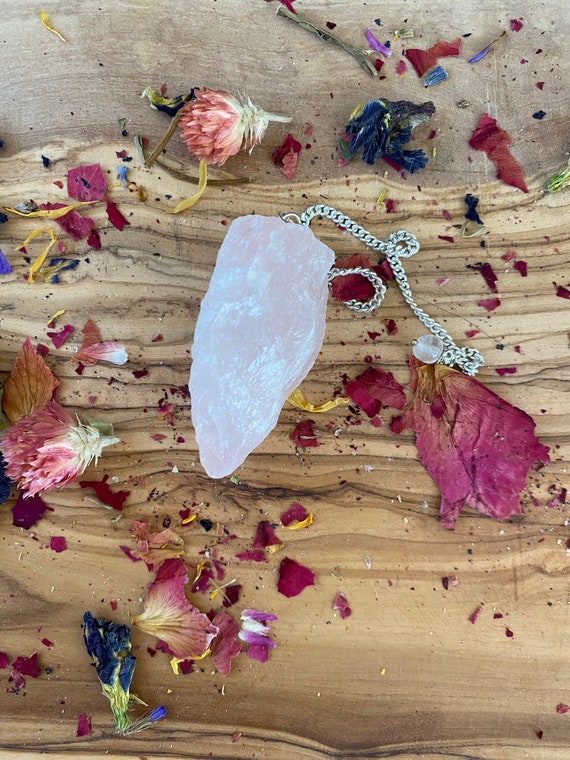 Rose Quartz Pendulum Raw Rose Quartz Pendulum Rough Rose - Etsy