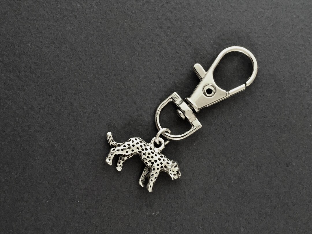 Silver Leopard Bag Charm: Big Cat Keychain - Etsy