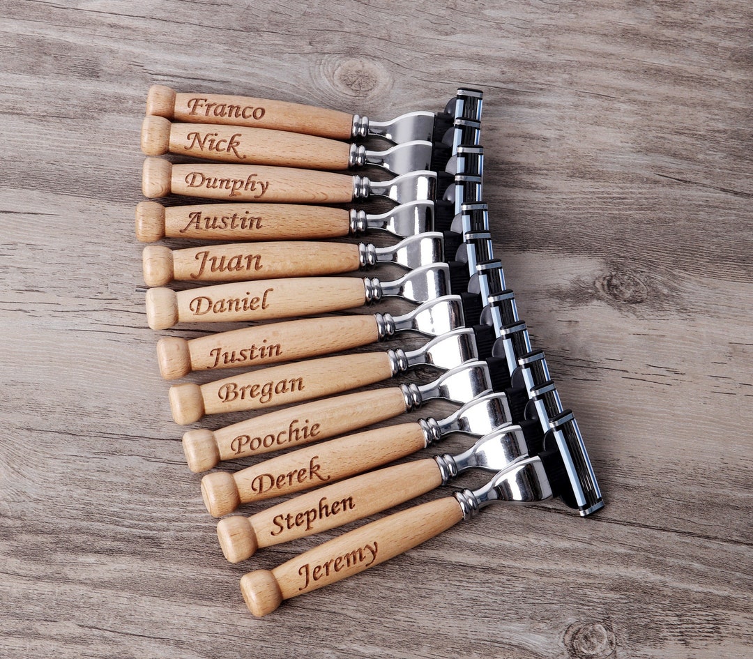 Engraved Safety Razor, Groomsmen Gifts, Personalized Wooden Razor for ...