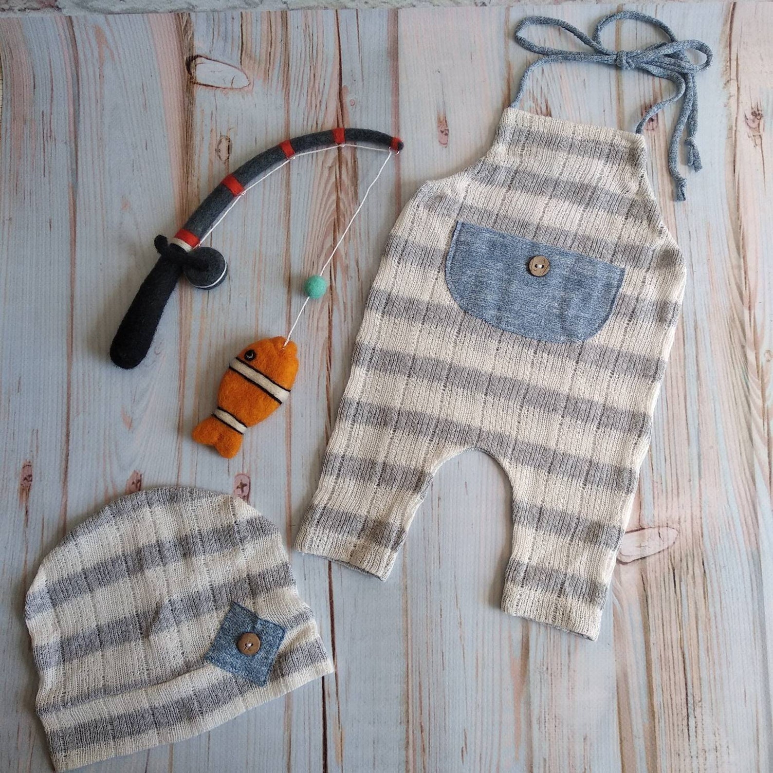Newborn Felted fishing set Fishing rod with fishNewborn | Etsy