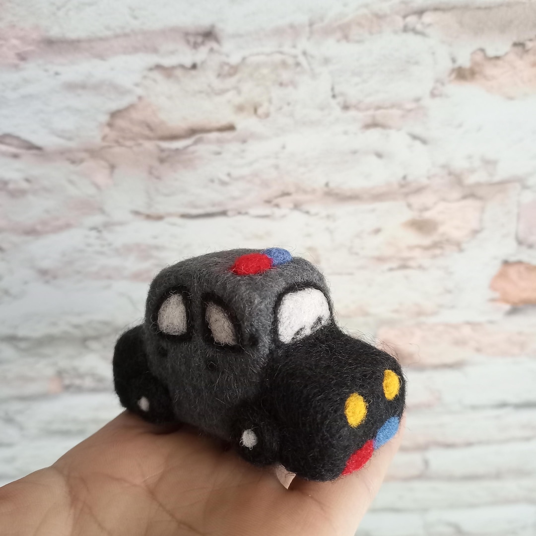 Newborn Felted Police Car Toy, Felted Police Officer Props, Police ...