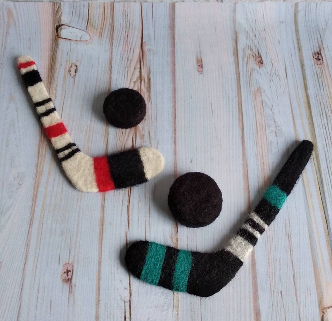 Felted Hockey Set Puck and Stick, Felted Sport Props, Felted Stuffy ...
