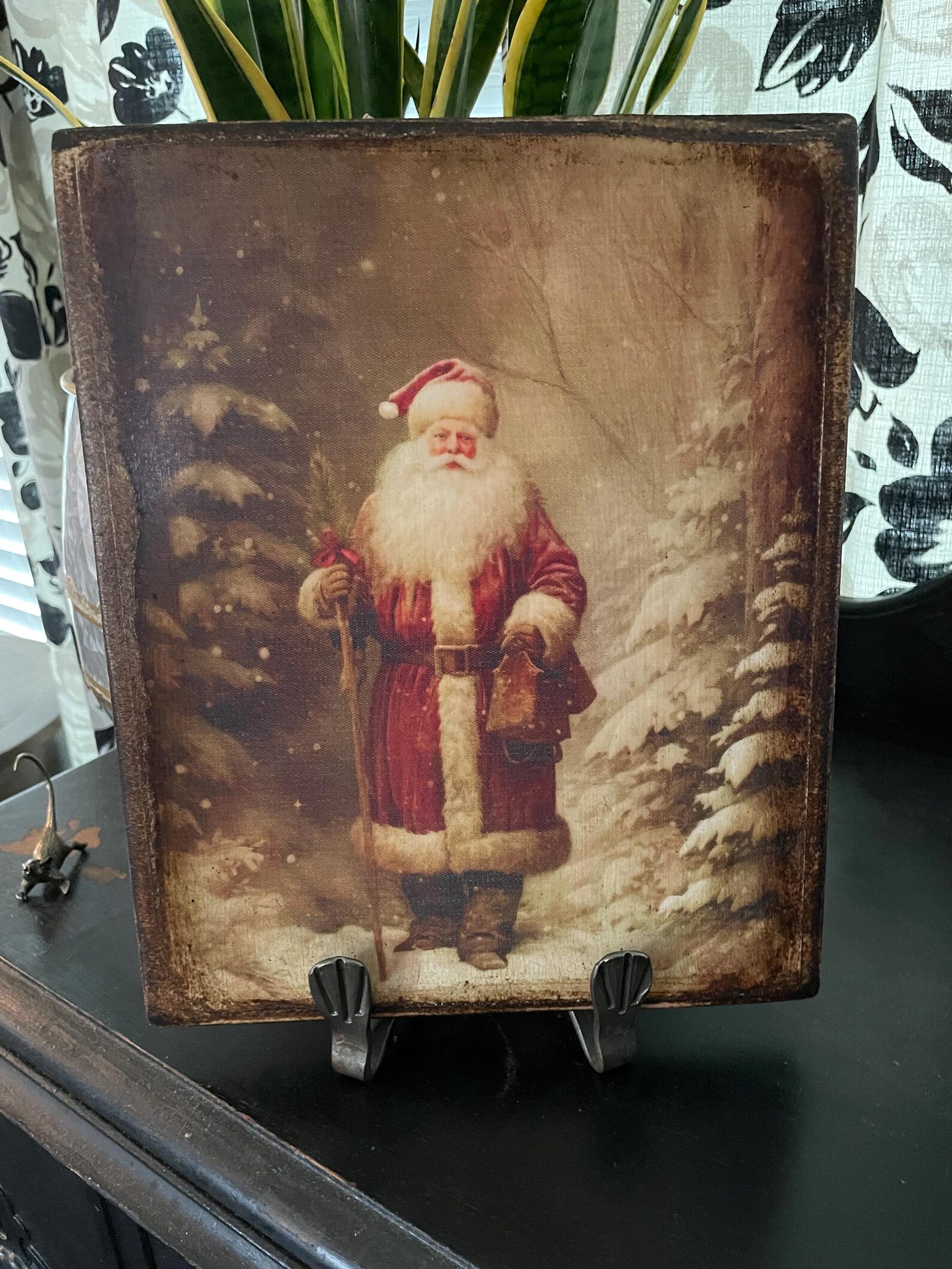 Antiqued Father Christmas Sign: Primitive Mixed Media Holiday Decor - Etsy