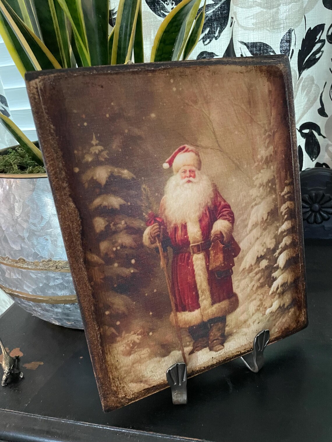 Antiqued Father Christmas Sign: Primitive Mixed Media Holiday Decor - Etsy