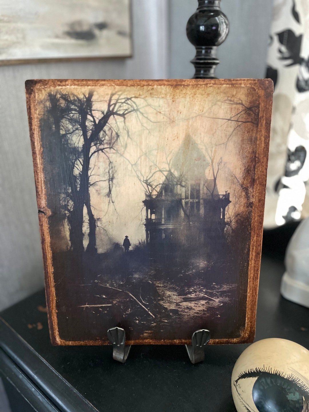 Antiqued Haunted House Wood Sign: Primitive Halloween Decor - Etsy