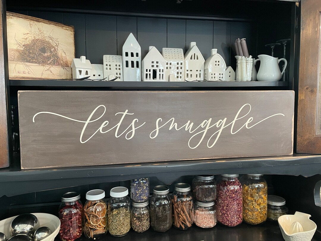 Let's Snuggle Sign: Hand Painted Distressed Wood Decor - Etsy