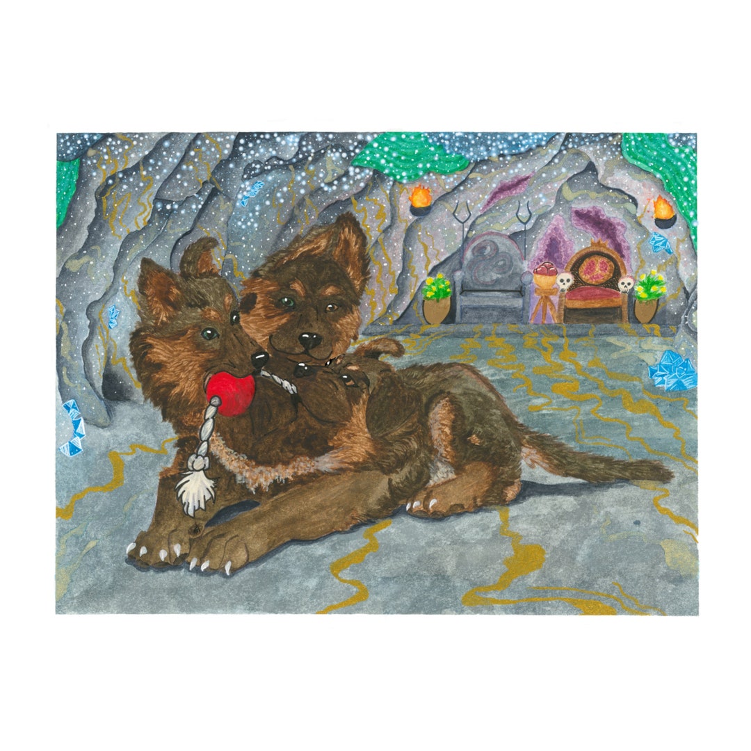 Cerberus Greek Mythology Mythical Creature Watercolor Art Print - Etsy