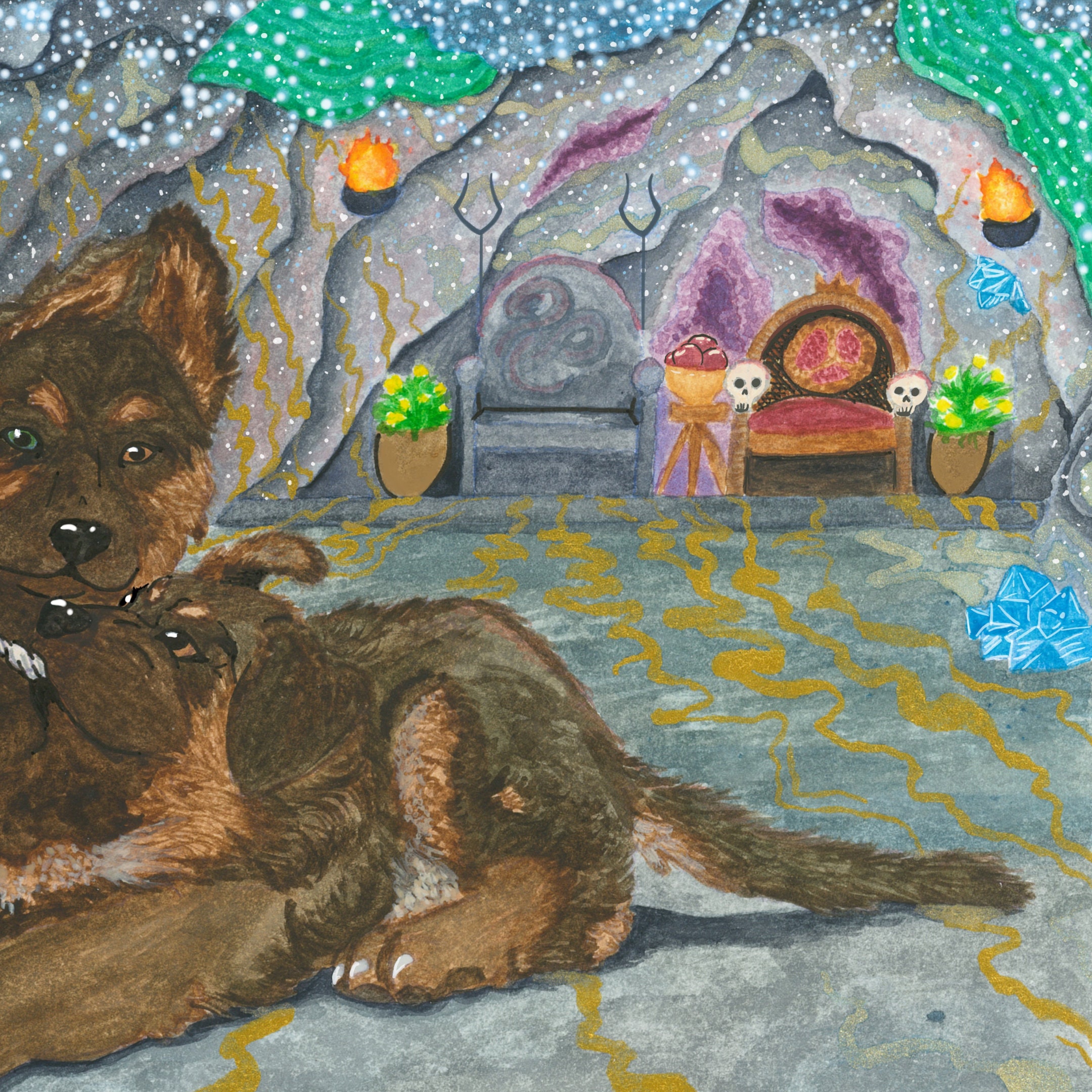 Cerberus Greek Mythology Mythical Creature Watercolor Art - Etsy