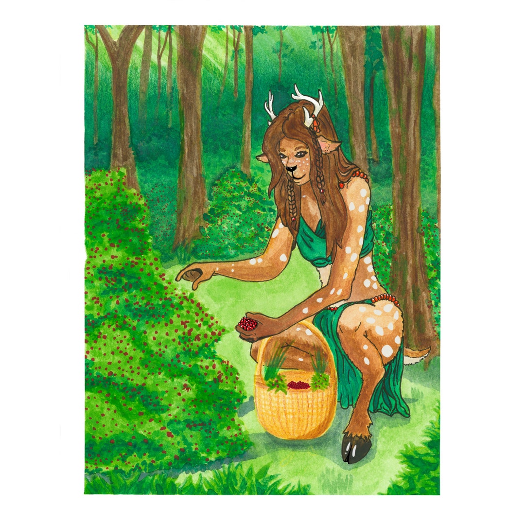Magical Forest Creature Faun Omikyr Watercolor Art Print - Etsy